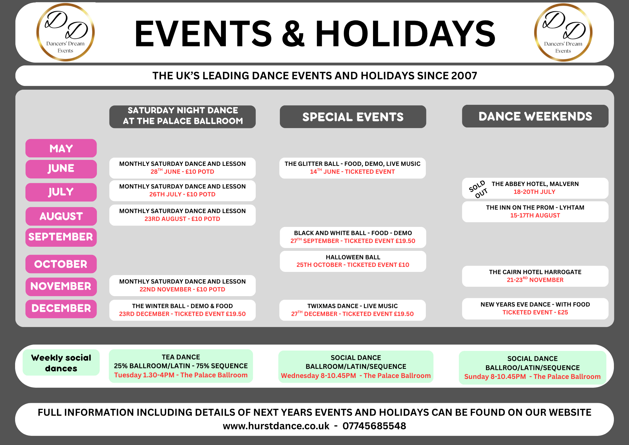 Hurst Dance Studios - Holidays